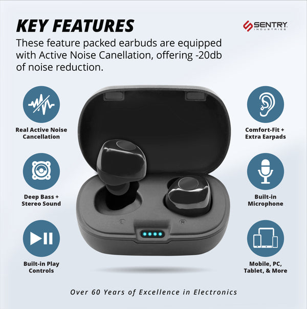 SENTRY OSE Dot Bluetooth Wireless Earbuds, Active Noise Canceling, -20 – Sentry Industries