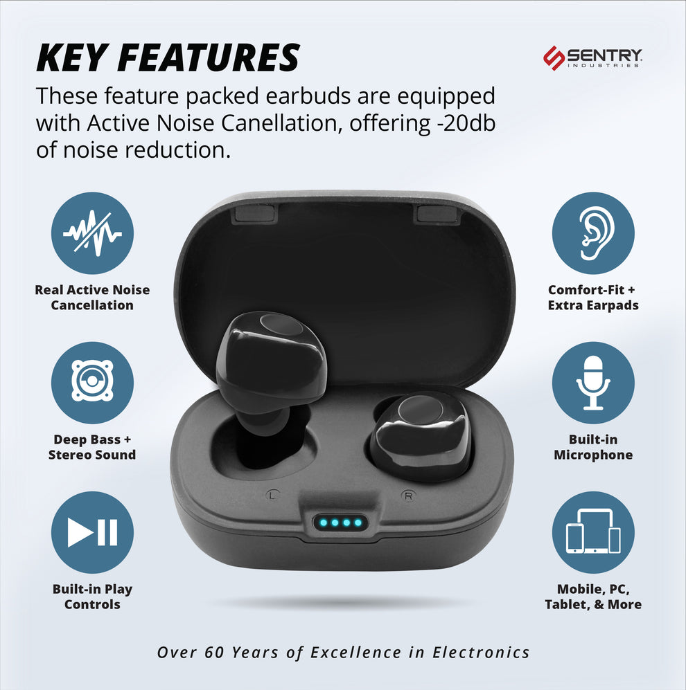 SENTRY OSE Dot Bluetooth Wireless Earbuds, Active Noise Canceling, -20 – Sentry Industries