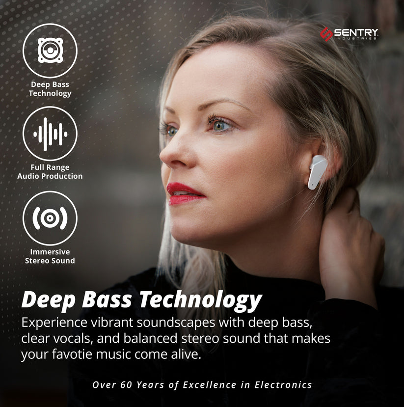 SENTRY OSE Wireless Stem Earbuds, Active Noise Canceling, -20 dB of So ...